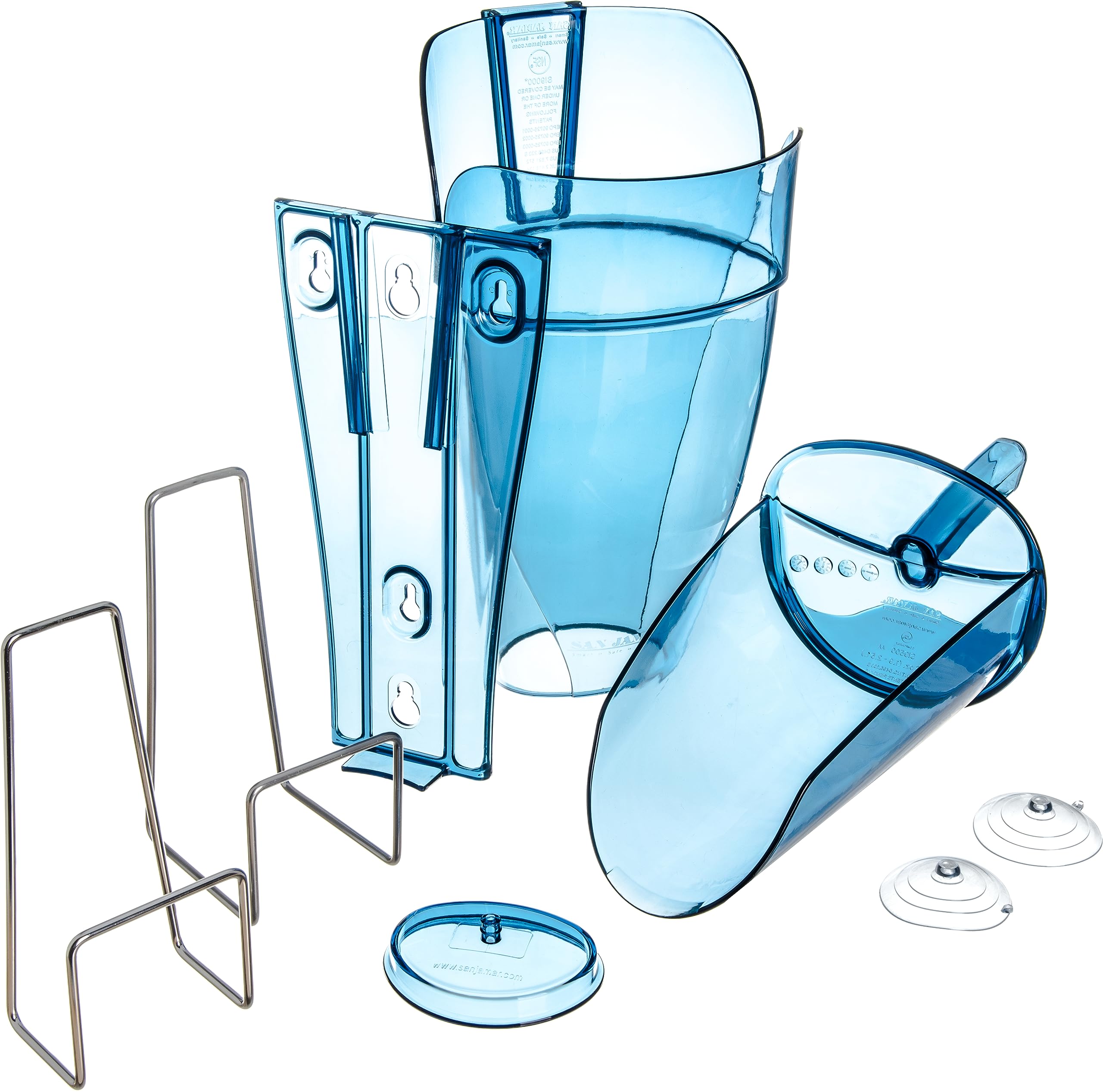 San Jamar Saf-T-Scoop Ice Scoop with Storage Caddy for Kitchens, Restaurants, And Fast Food, Plastic, 64 To 86 Ounces, Blue