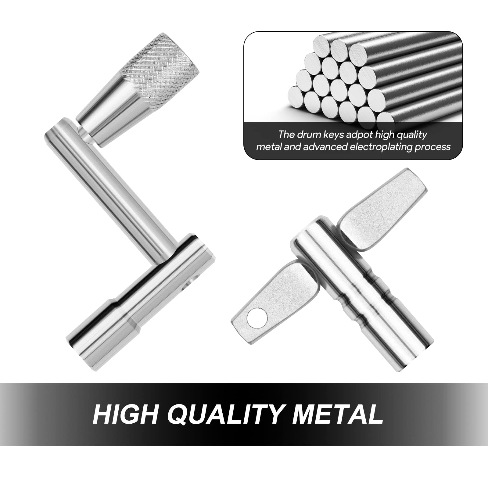 CHACHAZO Drum Key 3-Pack Drum Tuning Keys with 6PCS Cymbal Replacement Accessories Include Nut, Washer, Cymbal Sleeve & Drum Tuner Keys(Chrome-Plated Steel)