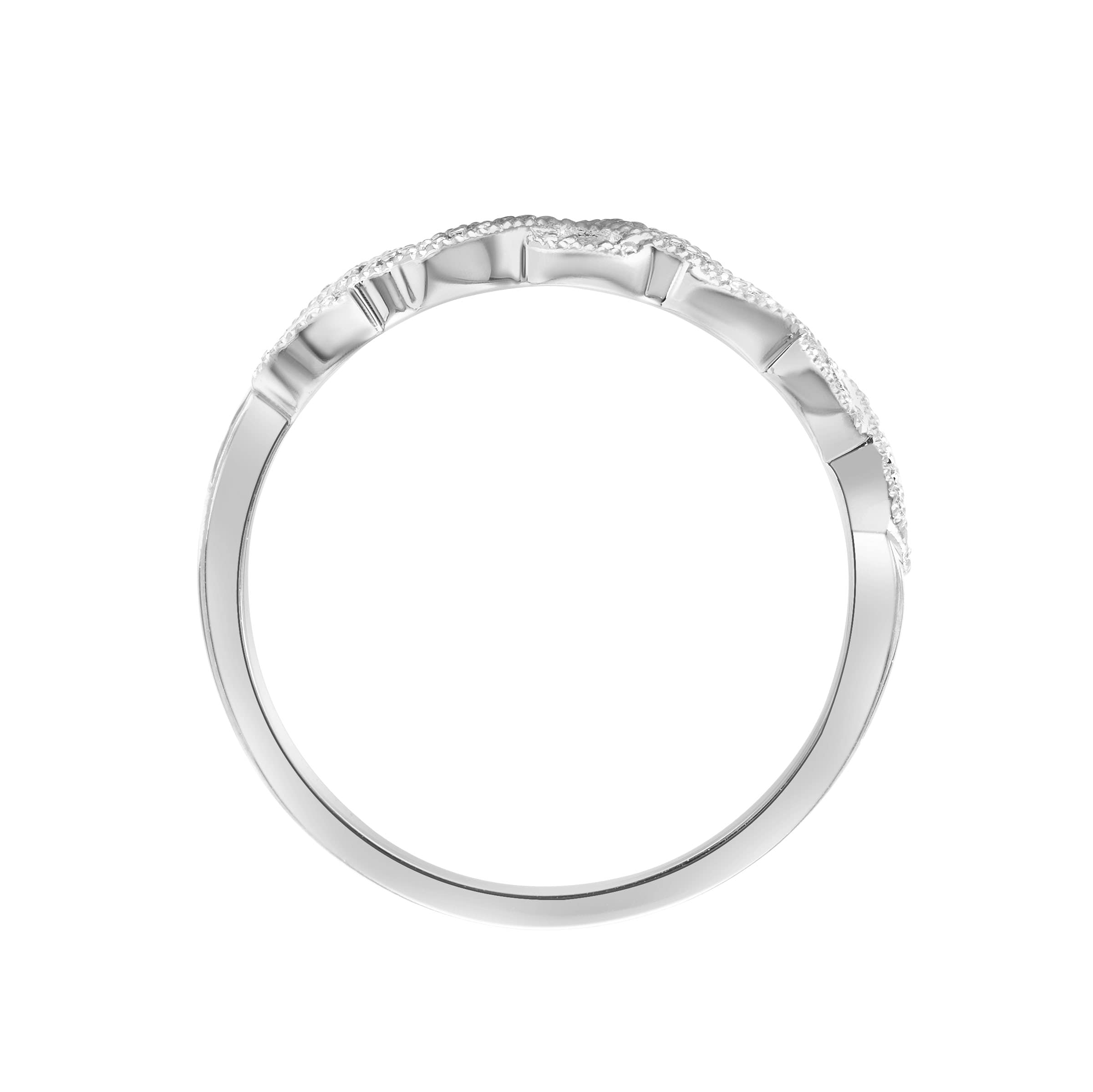 Braided Diamond Anniversary Ring in 925 Sterling Silver 0.04 Cttw (I-J Color, I3 Clarity), Size 8, by Brilliant Expressions