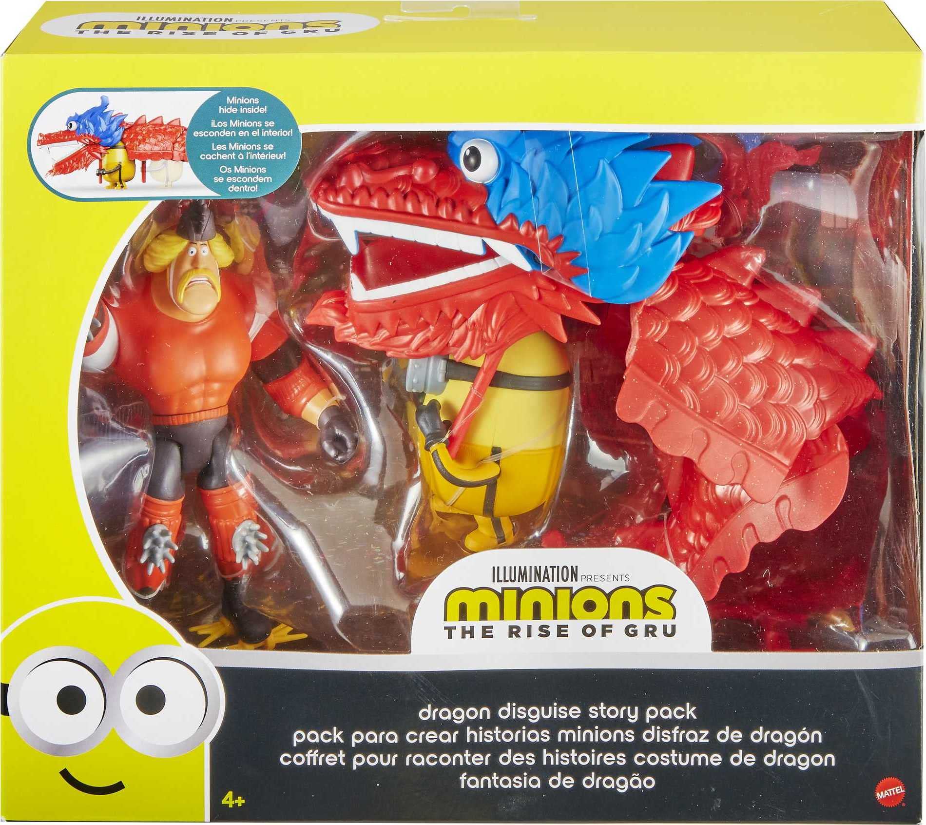 Mattel Minions Story Pack with 2 Action Figures & Accessories, Double Dragon Toy Set with Bob, Svengeance & Dragon with Working Head
