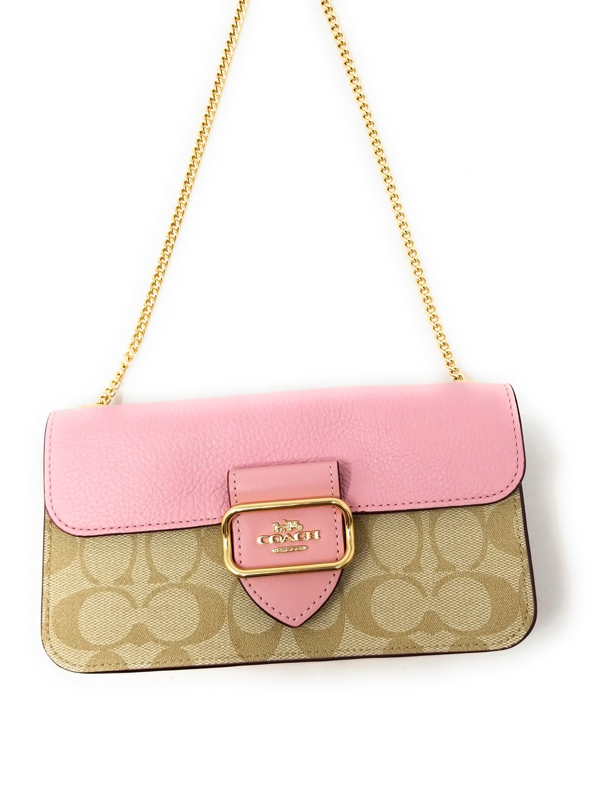 COACH Women's Morgan Crossbody (Khaki Powder Pink - Signature Canvas)