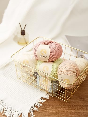 Gisimo 100% Merino Wool Yarn, 6-Ply Luxurious and Soft Yarn for Hand Knitting & Crocheting, 1.76 OZ/50g, 127 yds/116 Meters (Morandi Blue, 1 Ball)