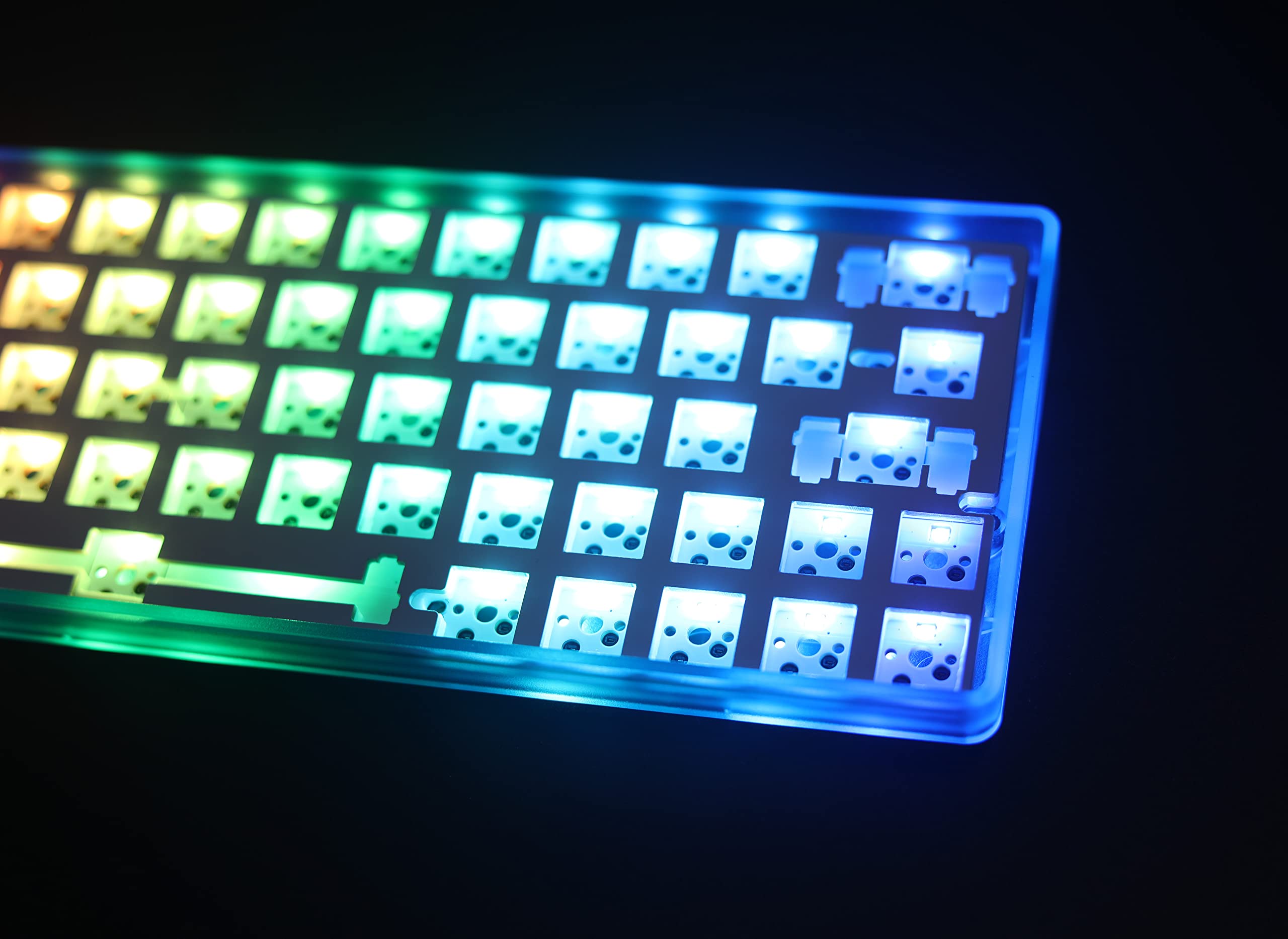 Cmokifuly EX64 60% Mechanical Keyboard Kit Type-C Wired Mode for 3/5pin Switches,Hotswap Socket Tray-Mount Case 64-Keys PCB Plate DIY Keyboard Kit Combo(uninstalled) (Blue transparent)