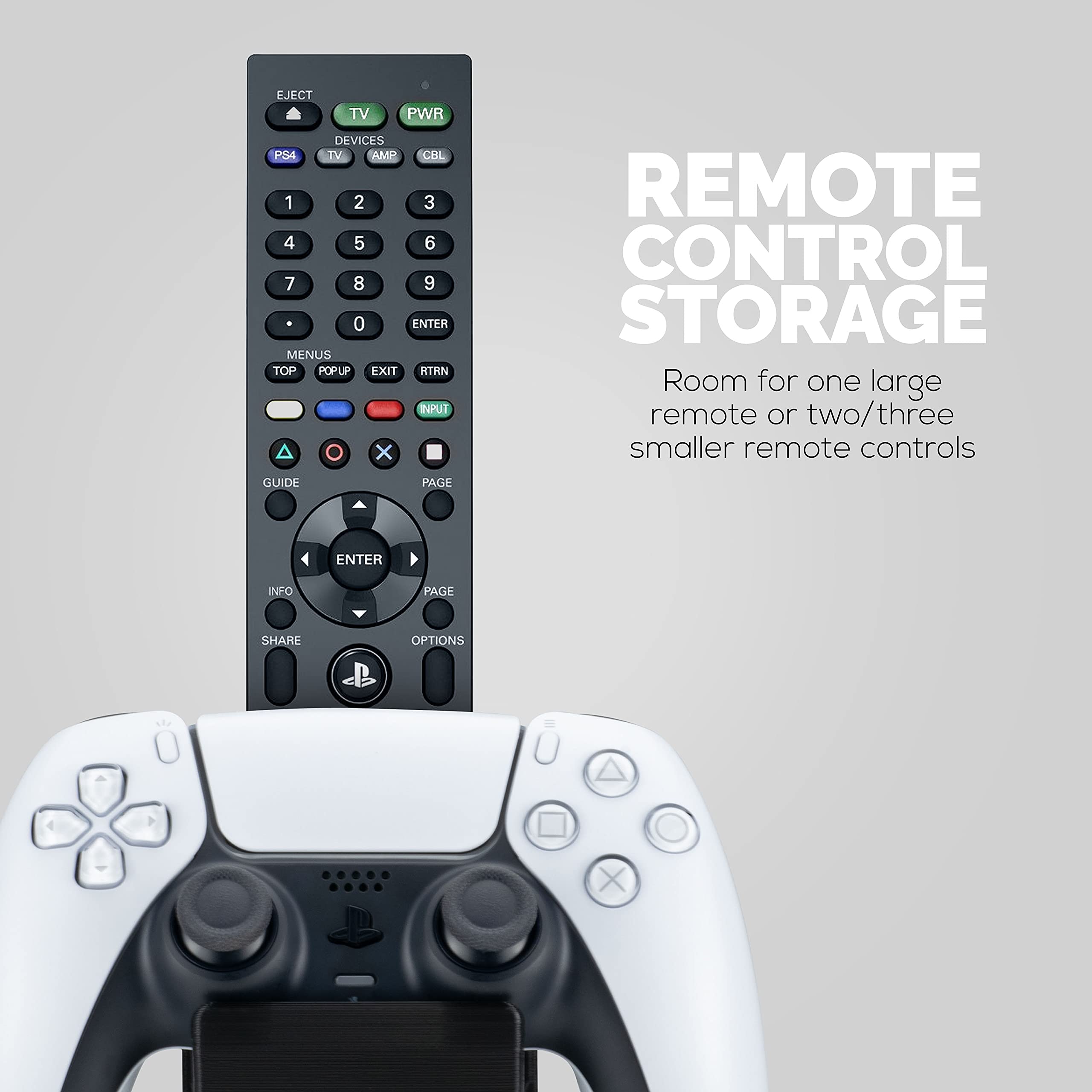 BRAINWAVZ Universal Game Controller & TV Remote Control Wall Mount Stand Holder Hanger Storage - Designed for Xbox ONE, PS4, PS3, PS5, Dualshock, DualSense, PC, Steelseries, Steam & More, UGC-04