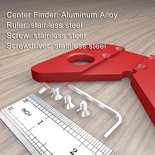 EIGNO Center Scribe Gauge Center Scribe Measuring Tool,Aluminum Alloy Center Finder,Woodworking Line Caliber Gauge,45/90 Degree Right Angle Line Gauge Carpenter Ruler,Removable and Replaceable Ruler.