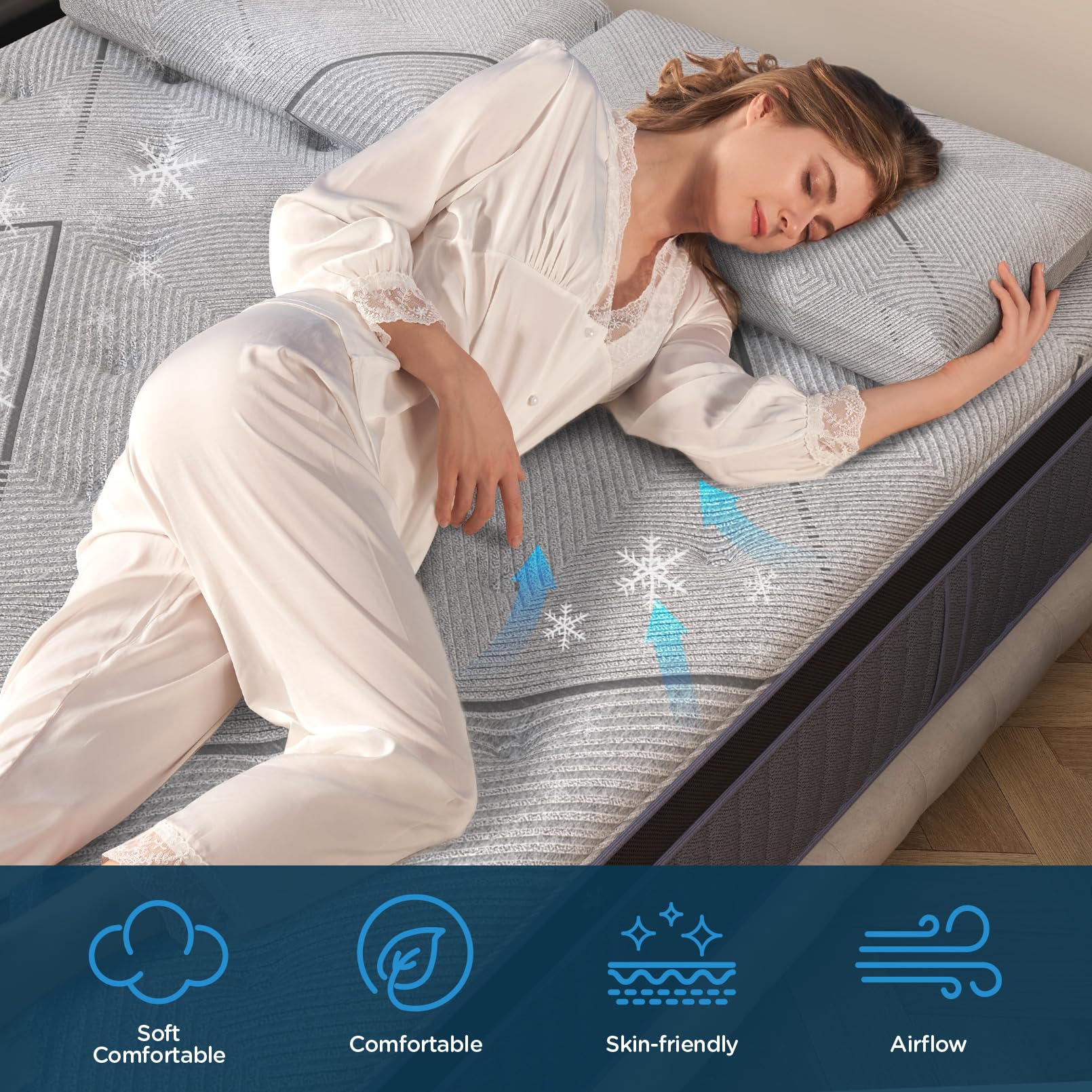 DIGLANT California King Mattress, 14Inch Gel Memory Foam & 7-Zone Pocket Spring Cal King Size Mattress, Medium Plush Hybrid Mattress in Box for Motion Isolation,CertiPUR-US, 72 * 84