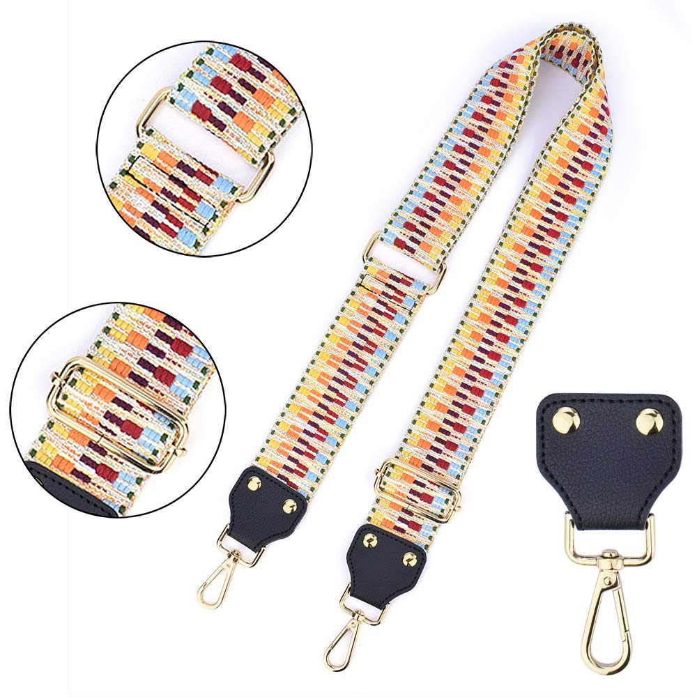 LIFEMATE Wide Bag/Purse Strap Replacement Crossbody Shoulder For Women Adjustable Jacquard Woven Cotton Guitar Strap Banjo Strap Style (Style 6)