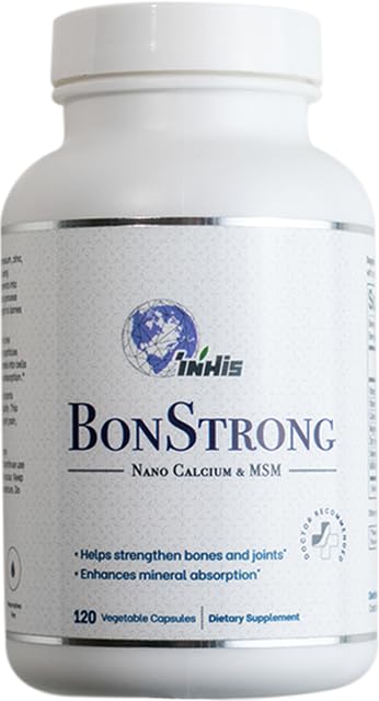 BonStrong Nano Calcium & MSM - Patented Nanotechnology with Vitamin D & K, Magnesium, Zinc, Selenium, and MSM for Bone & Joint Health - 120 Veggie Caps
