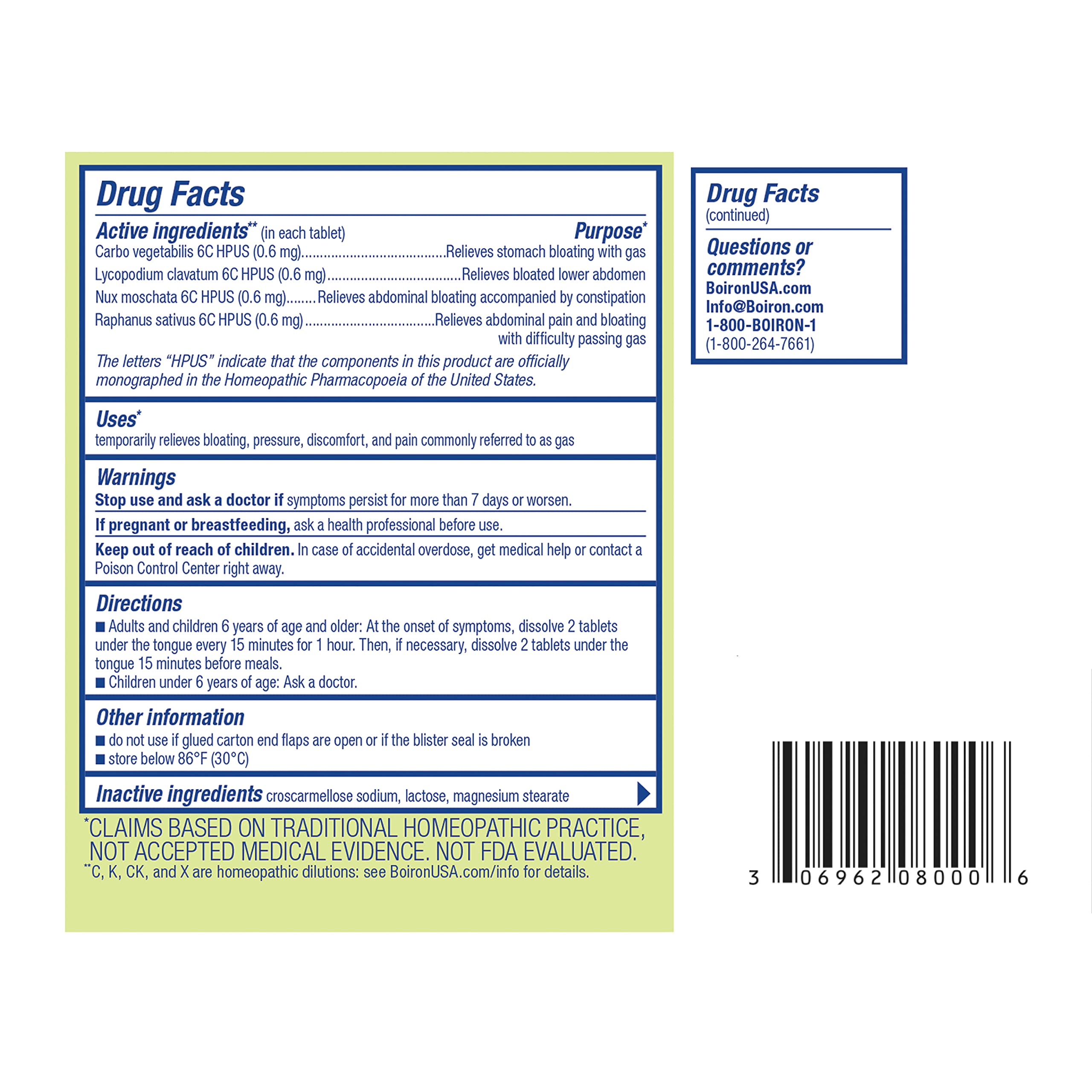 Boiron Gasalia Tablets for Relief from Gas Pressure, Abdominal Pain, Bloating, and Discomfort - 120 Count (2 Pack 60)