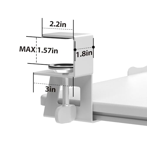 BONTEC Keyboard Tray Under Desk, Pull Out Keyboard & Mouse Tray with C-clamp, 25.6 Excluding Clamps (30 Including Clamps) x 11.8 Inch Steady Slide-Out Computer Drawer for Typing, White