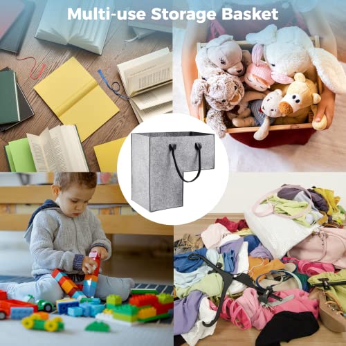 GEKMOR Foldable Felt Stair Basket for 16” Stairs, Large Staircase Baskets with Faux Leather Handles, Stairlift Basket for Wooden Stairs, Storage, Organizer, Home Decor