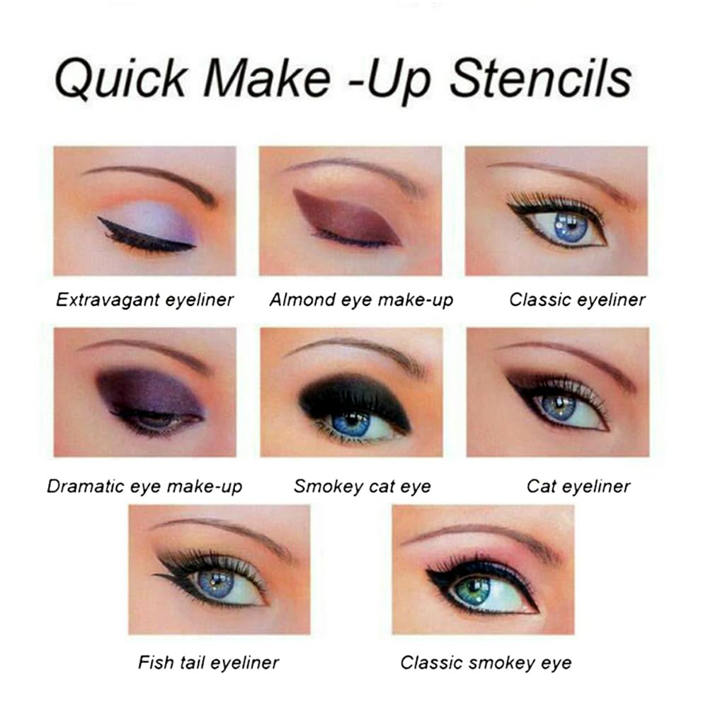 Booge 4 Sheets Multifunctional Eye Makeup Aid Card, Reusable Eyeliner Stencils Eyeshadow Eyeliner Eyebrow Template Makeup Card for Eyeliner Eyeshadow Eyebrow Extensions