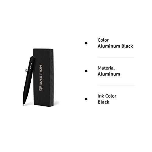 BASTIONĀ® Luxury Mini Bolt Action Pen, Lightweight Aluminum EDC Pen with Fine Tip, Professional Ballpoint Pen for School and Work - Black
