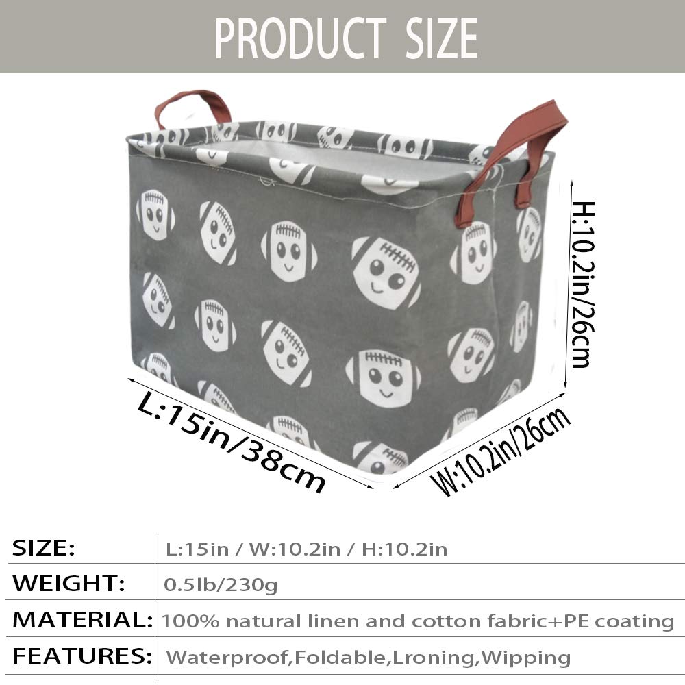 BOOHIT Rectangular Storage Basket,Nursery Hamper Canvas Fabric Toy Storage Organizer Bin,Waterproof Storage Box,Laundry Basket for Kid Rooms,Playroom,Shelves,Toy Basket,Gift Basket (Basketball)