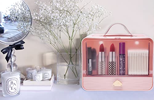 Makeup Organizer With Drawers, Wall mounted Organizer | Portable Makeup Organizer, Makeup Organizer | Makeup Storage Box, Pink Makeup Organizer