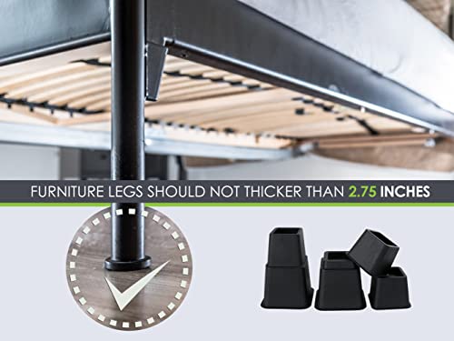 Oakias Bed Risers Black – Set of 4 – Adjustable Furniture Risers from 3, 5 up to 8 Inches – Heavy Duty (Supports up to 1300 lbs.)