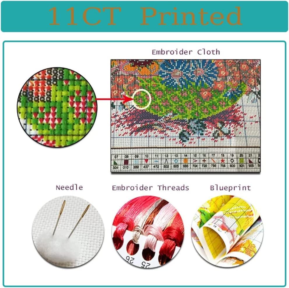 Halloween Cross Stitch Kits for Adults-Gnomes Stamped Cross Stitch Kits Needlepoint Counted Cross Stitch Kits for Beginners Adults Patterns Dimensions Embroidery Kits Arts and Crafts (11CT)