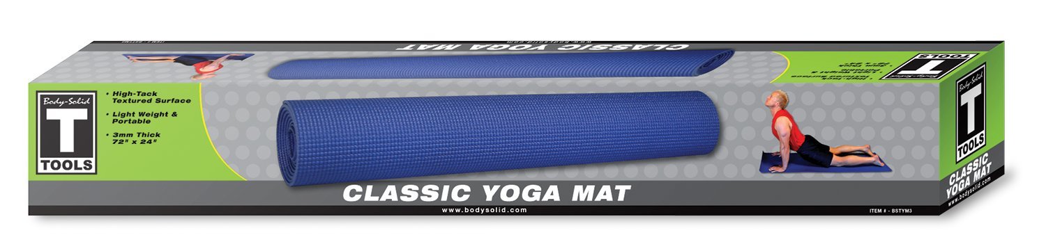 Body-Solid 3mm Thick Non-Slip Yoga Mat for Home Workout, Pilates and Exercise, Lightweight & Portable with Comfortable Support for All Levels