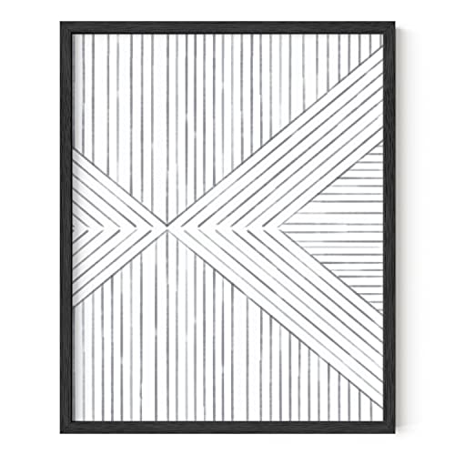 HAUS AND HUES Neutral Wall Art Geometric Wall Art Prints Scandinavian Modern Line Art Wall Decor Mid Century Modern Art Print Abstract for Living Room Modern Lines on Lines (Unframed 16x20)
