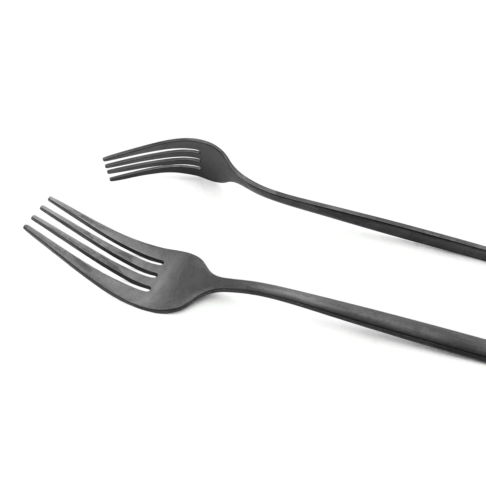JANKNG Salad Dessert Forks Set of 6, Dessert Forks Set Table Forks Flatware 18/0 Stainless Steel Matte Polishing 7.48-Inch Silverware (Black, 6pcs)