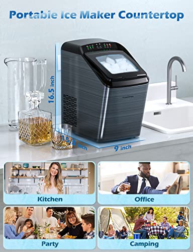 Freezimer DreamiceX1| Ice Makers Countertop Self-Cleaning, Portable Ice Maker Machine Countertop, 9 Cubes Ready in 7-10 Mins, 2 Size Ice Cubes Bullet Ice Machine | 33lbs/24h Silver