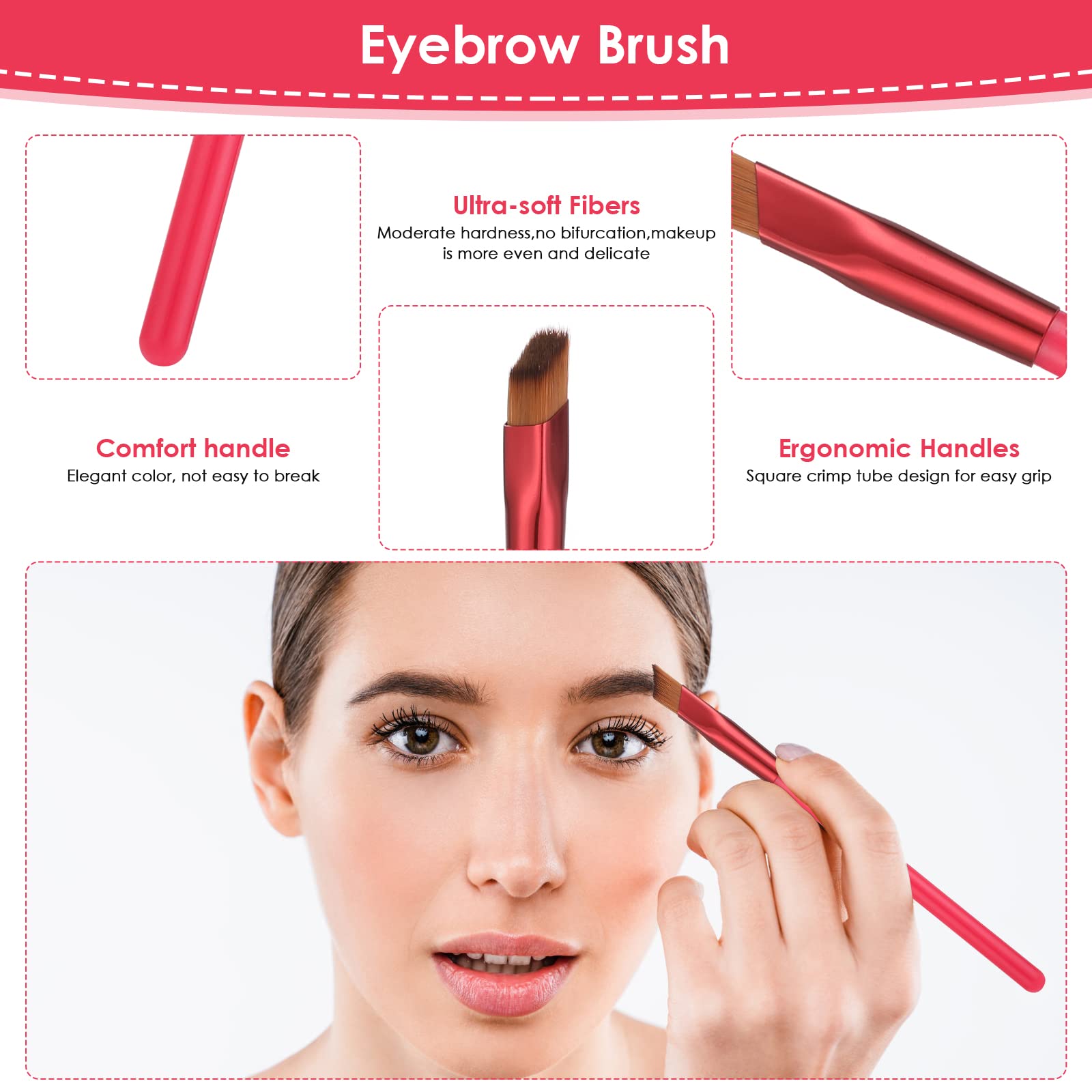 Cobee Multi Function Eyebrow Brush, Professional Eyebrow Brush 4D Hair Stroke Brow Stamp Brush Angled Eyebrow Hairline Brush Three dimensional Concealer Makeup Brush