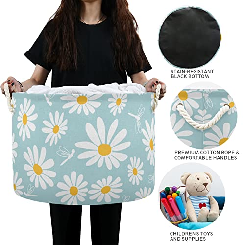 xigua Cotton Rope Basket Small White Daisies Baby Laundry Basket Blanket Kids Toy Storage Basket Glove Box