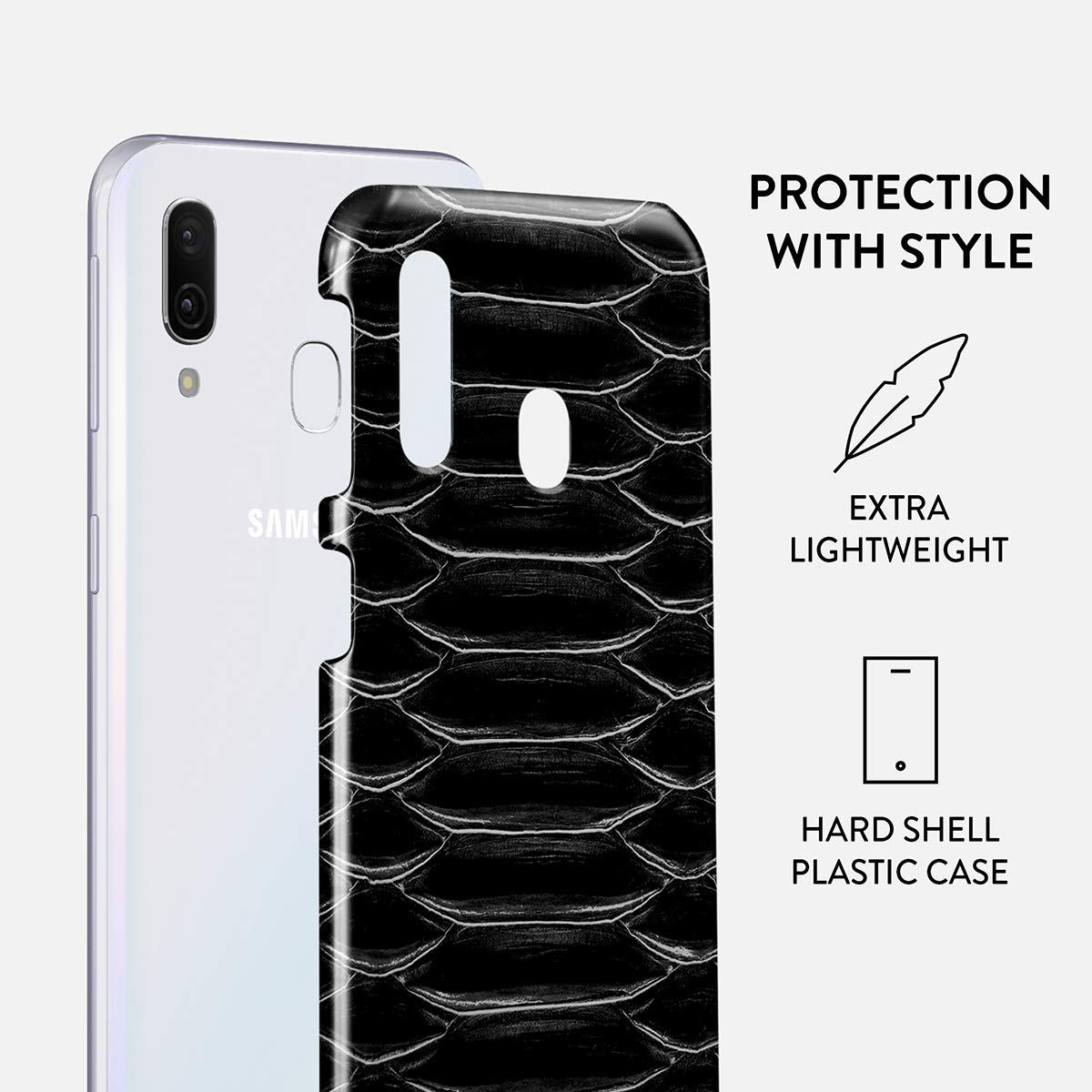 BURGA Phone Case Compatible with Samsung Galaxy A40 - Darkest Path Savage Wild Black Snake Skin Cute Case for Women Thin Design Durable Hard Plastic Protective Case