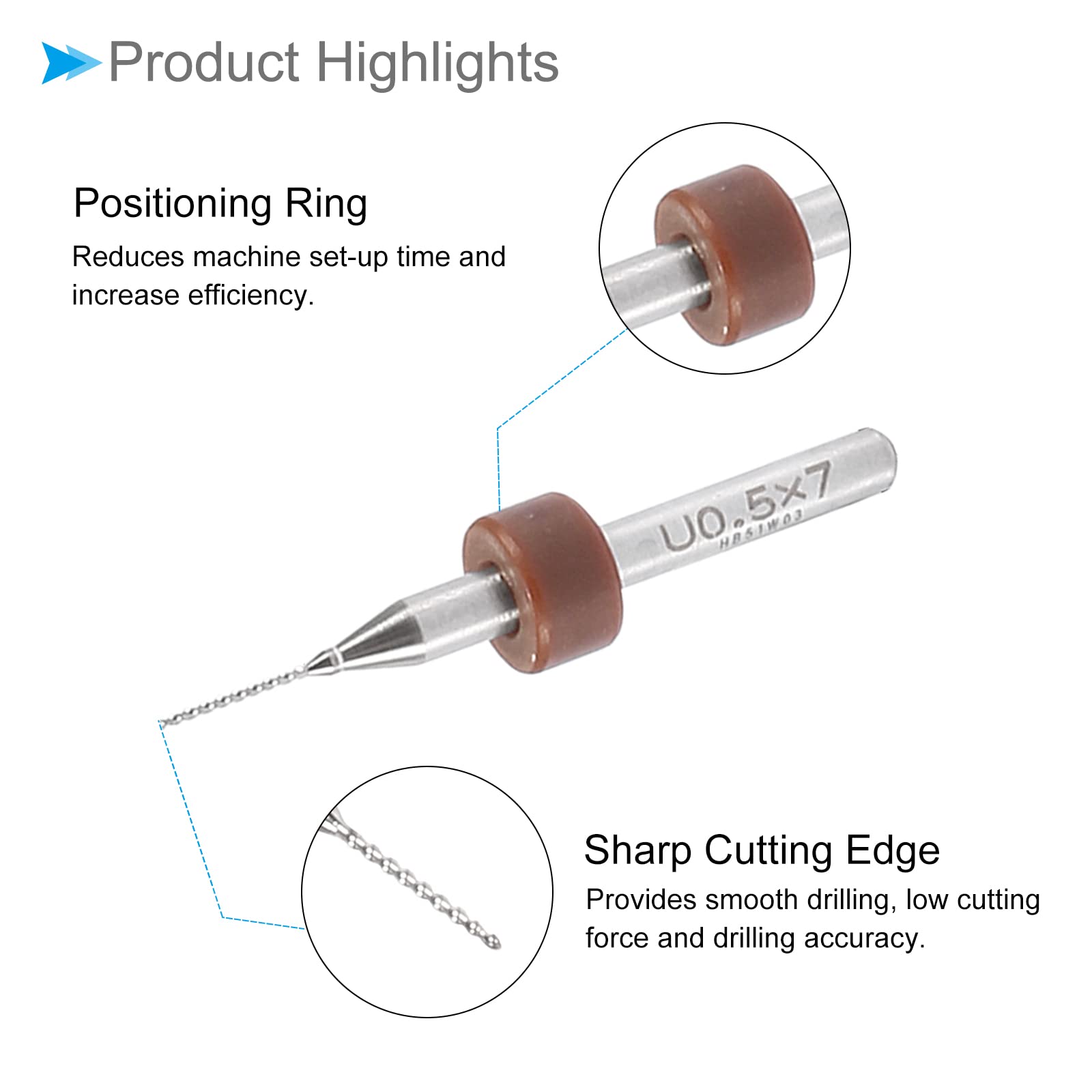 CoCud Micro PCB Drill Bits, 1/8" Shank 0.3mm Cutting Edge, Tungsten Carbide Print Circuit Board Drill Bit - (Applications: for CNC Drilling Engraving Machine), 2-Set (20-Pieces)