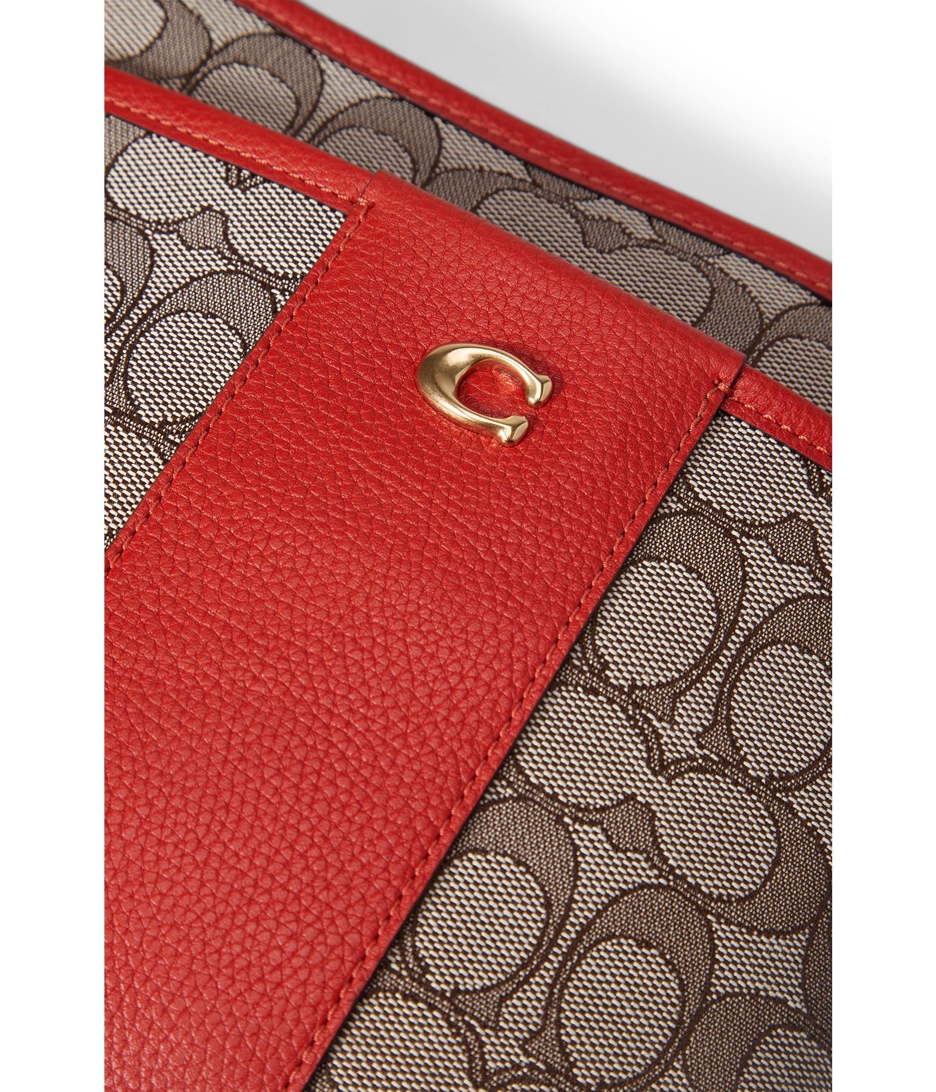 COACH Box Program Signature Jacquard Kitt Cocoa Sport Red One Size