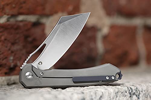 Drop + Ferrum Forge Buc Titanium Frame Lock Folding Pocket Knife (Blue)