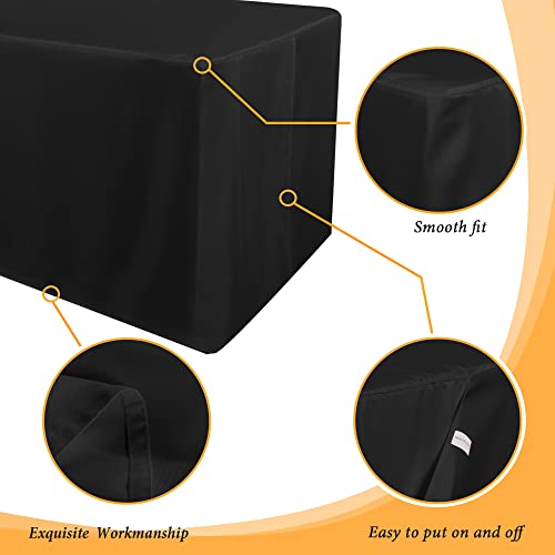 Obstal 2 Pack Black Tablecloth Fitted Table Clothes for 6 Foot Rectangle Tables - Water Resistant Washable Fabric Polyester Rectangle Table Cover for Outdoor/Indoor Uses(72L x 30W x 30H Inches, Black)