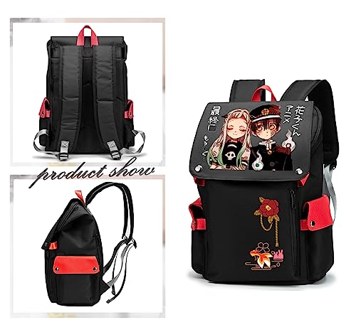 GENGAR Anime Toilet Bound Hanako Kun Printed Laptop Backpack Teen Girls Casual Backpack College High Middle School Bag Students Bookbag Daypack with Pencil Case(Red)