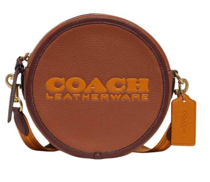 COACH Color-Block Leather Kia Circle Bag (Saddle Multi)
