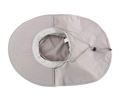 Home Prefer Outdoor UPF50+ Sun Hat Wide Brim Mesh Fishing Hat with Neck Flap (Light Gray)