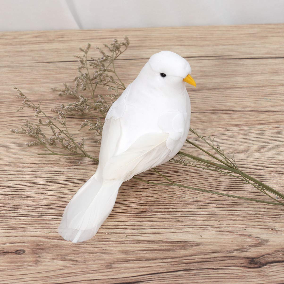 SEWACC Simulation Pigeon Ornaments Cute Foam Pigeons Artificial Feather Birds with Clips 2pcs for Decor
