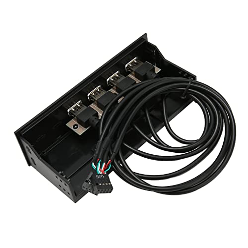 DAUERHAFT USB2.0 Hub Front Panel, 5.25 Inch Multifunctional 4 Ports Front Panel 19 Pin for 5.25 Inch PC Computer Case