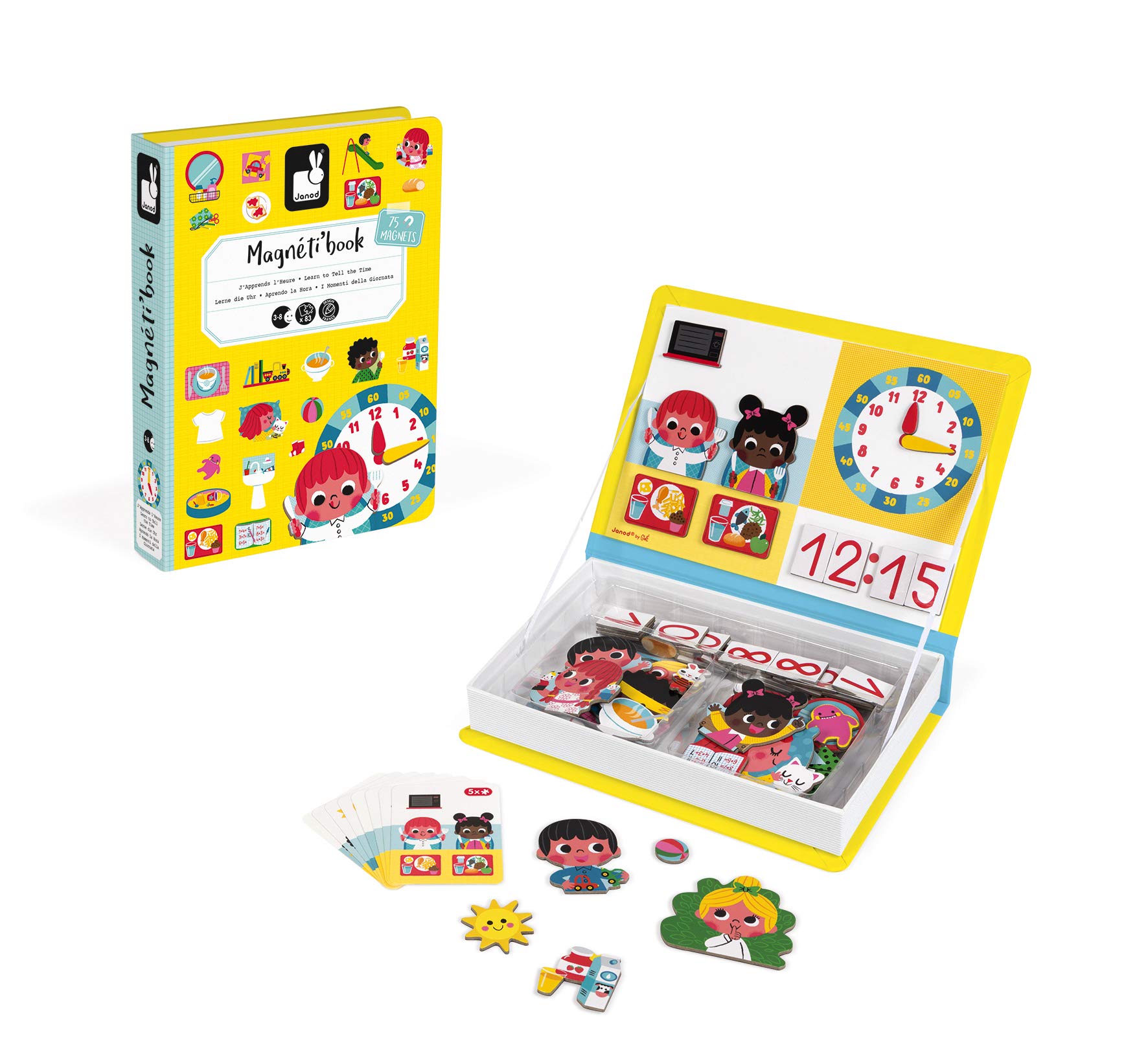 Janod MagnetiBook 94 pc Magnetic Telling Time Game - Ages 3+ - J02724