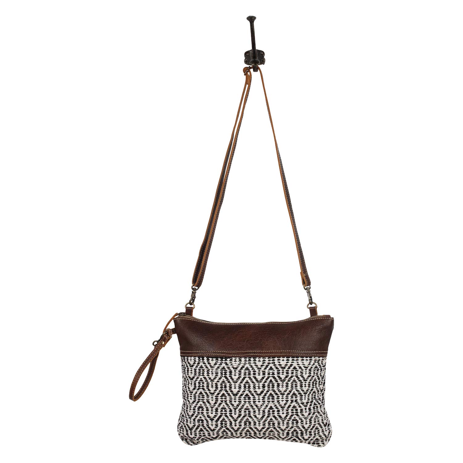 Myra Bag Mix n' Match Upcycled Canvas & Leather Crossbody Bag S-1578