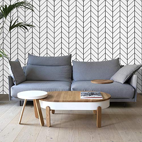LXCREAT Removable Wallpaper Forgiving Black/White Stripes Peel and Stick Wallpaper 17.71 in X 118 in Modern Self Adhesive Vinyl for Home Renovation
