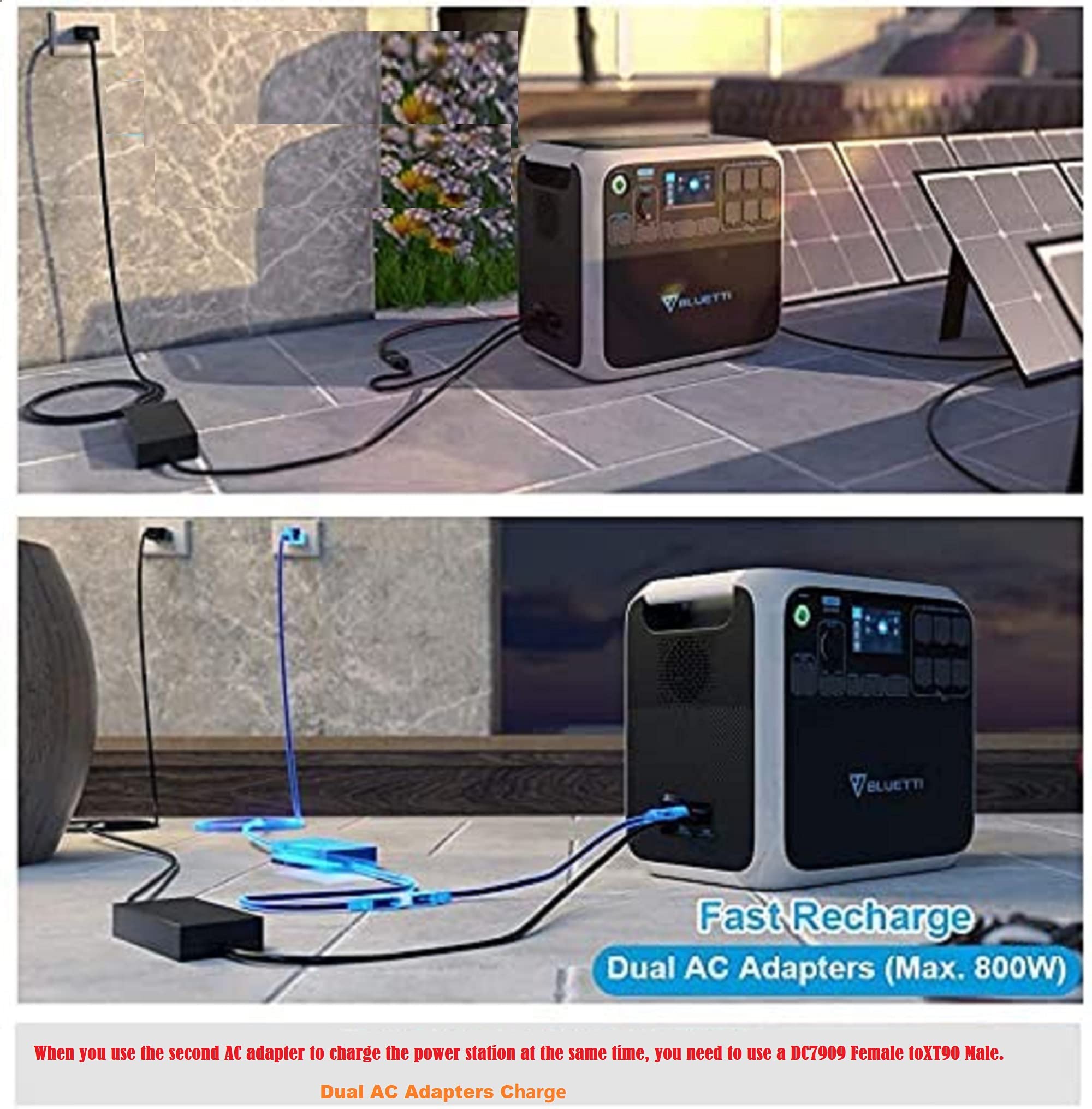 DC 7909 Female to XT90 Male ConnectorsAdapter Connect Solar Panel for Lipo Battery Pack Compatible Portable Power Station AC200P AC200MAX and Solar Generator 1M/3Ft