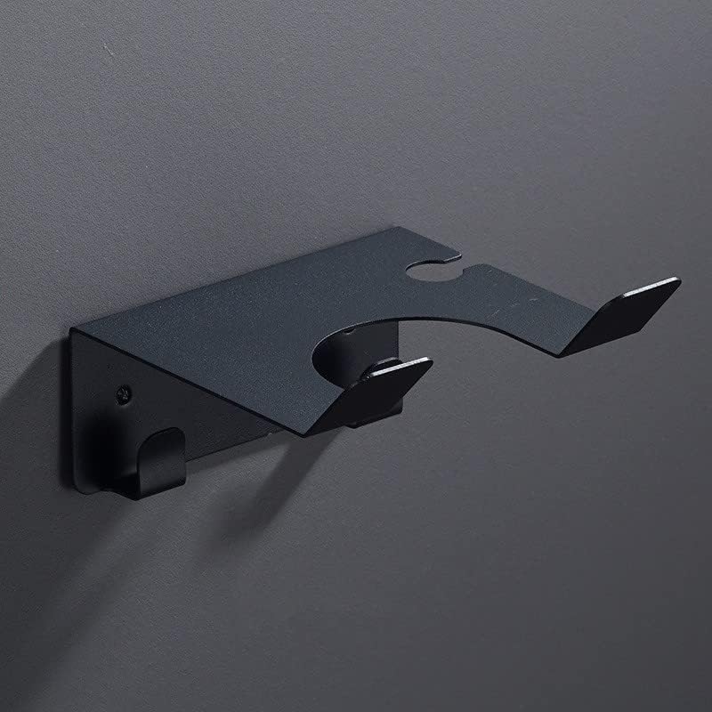 Hair Dryer Holder,Stainless Steel Self Adhesive Blow Dryer Holder,Wall Mounted with 2 Hooks for The Bathroom(Black)