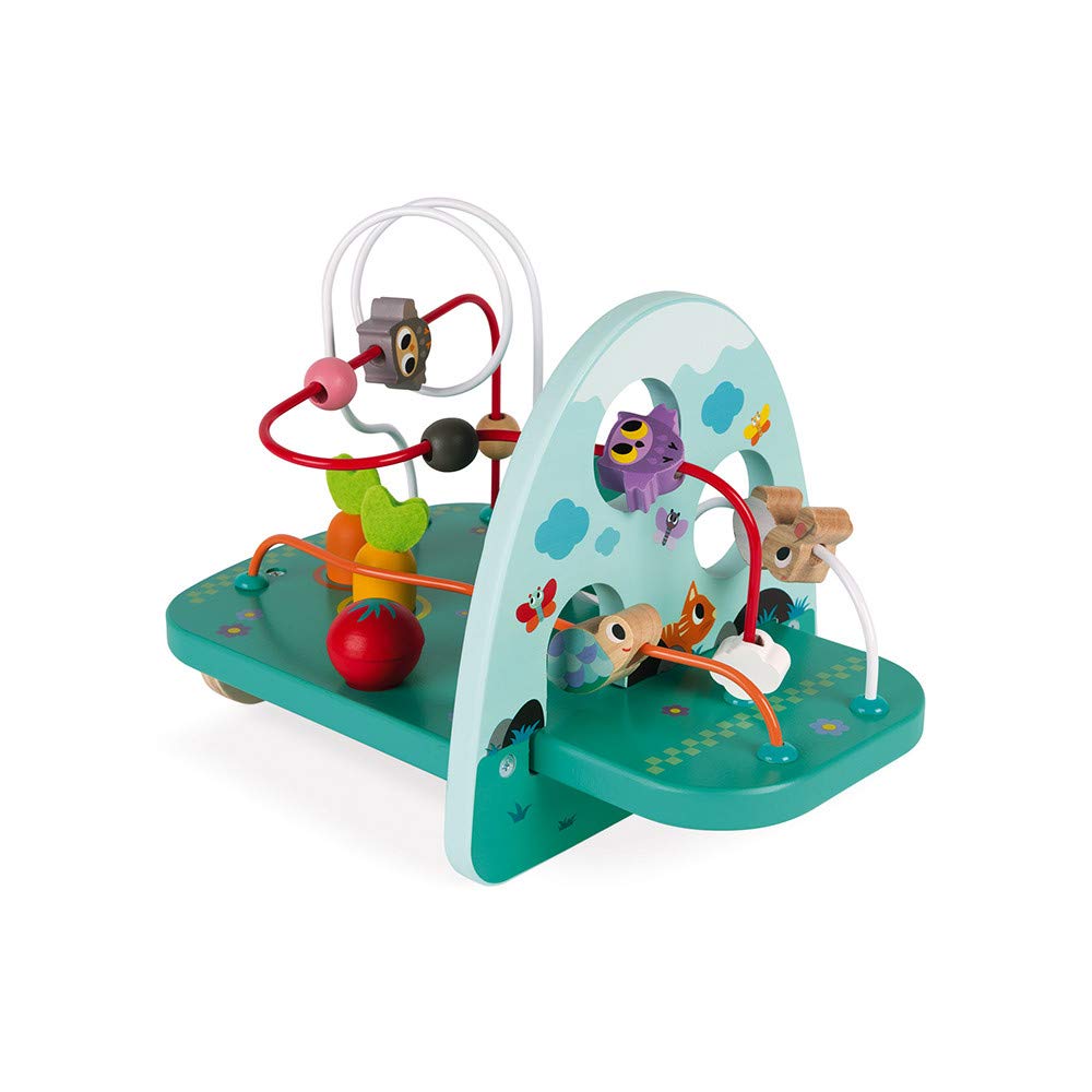 Janod Rabbit & Co Looping W/Color Matching, Activity Center Learning Toy for Boys and Girls - Counting, Concentration, Shape Recognition and Motor Skills for Ages 18+ Months