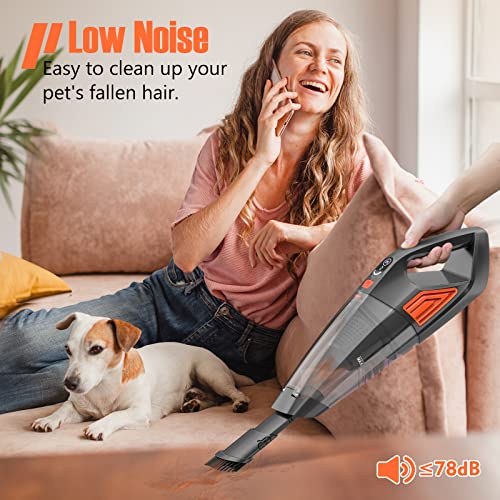 Jeshow Handheld Vacuum Cordless Car Vacuum,9KP Strong Suction Hand Vacuum Cordless,500ml Dust Box Car Vacuum Cleaner,Lightweight Rechargeable Portable Vacuum,Car/Home Handheld Vacuum Cleaner(Orange)