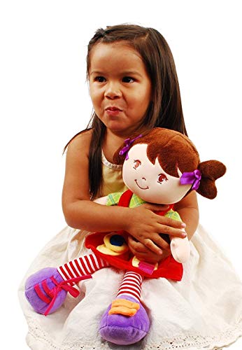 Linzy Plush 16" Educational Plush Doll, Adorable Plush Doll Comes with clad,a Removable Outfit Packed with Closures-Perfect for Testing a Little One's Growing Problem Solving and Motor Skills