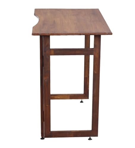 Dawn Riser Solid Wood Folding Table Desk, Writing, Laptop, PC, Space Saving, Easy Storage, Sleek Design, DIY Home Office Desk, Small Spaces Walnut Color