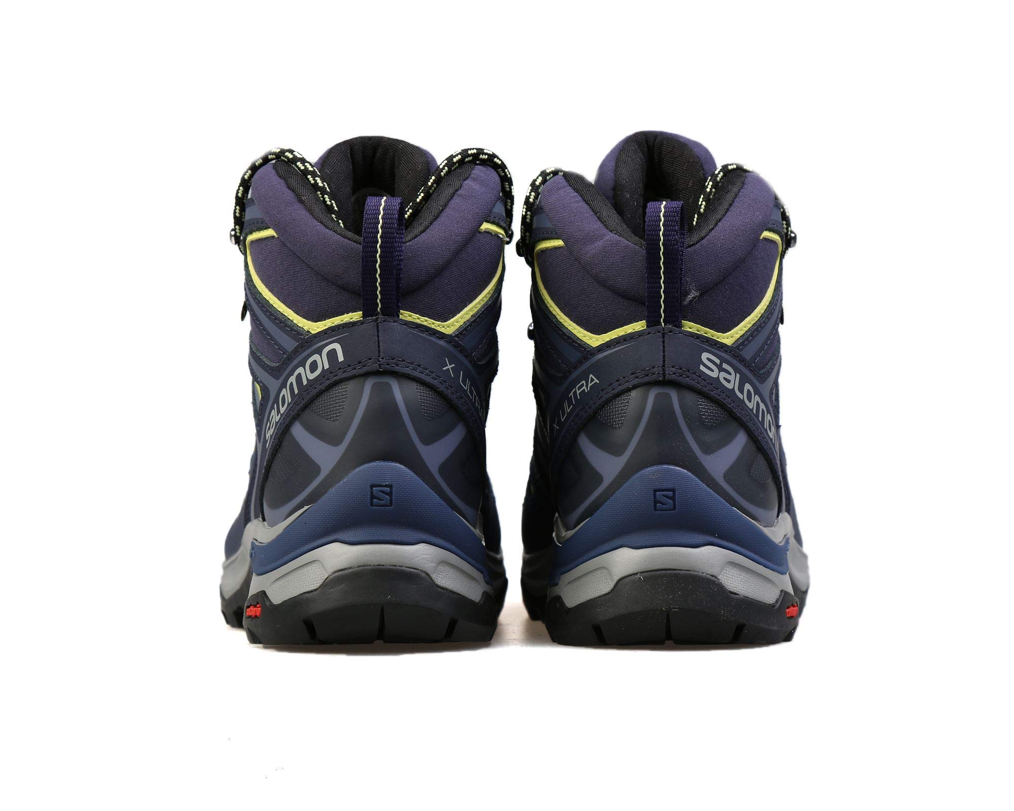 Salomon X Ultra 3 MID Gore-TEX Hiking Boots for Women, Crown Blue/Evening Blue/Sunny Lime, 10.5 Wide