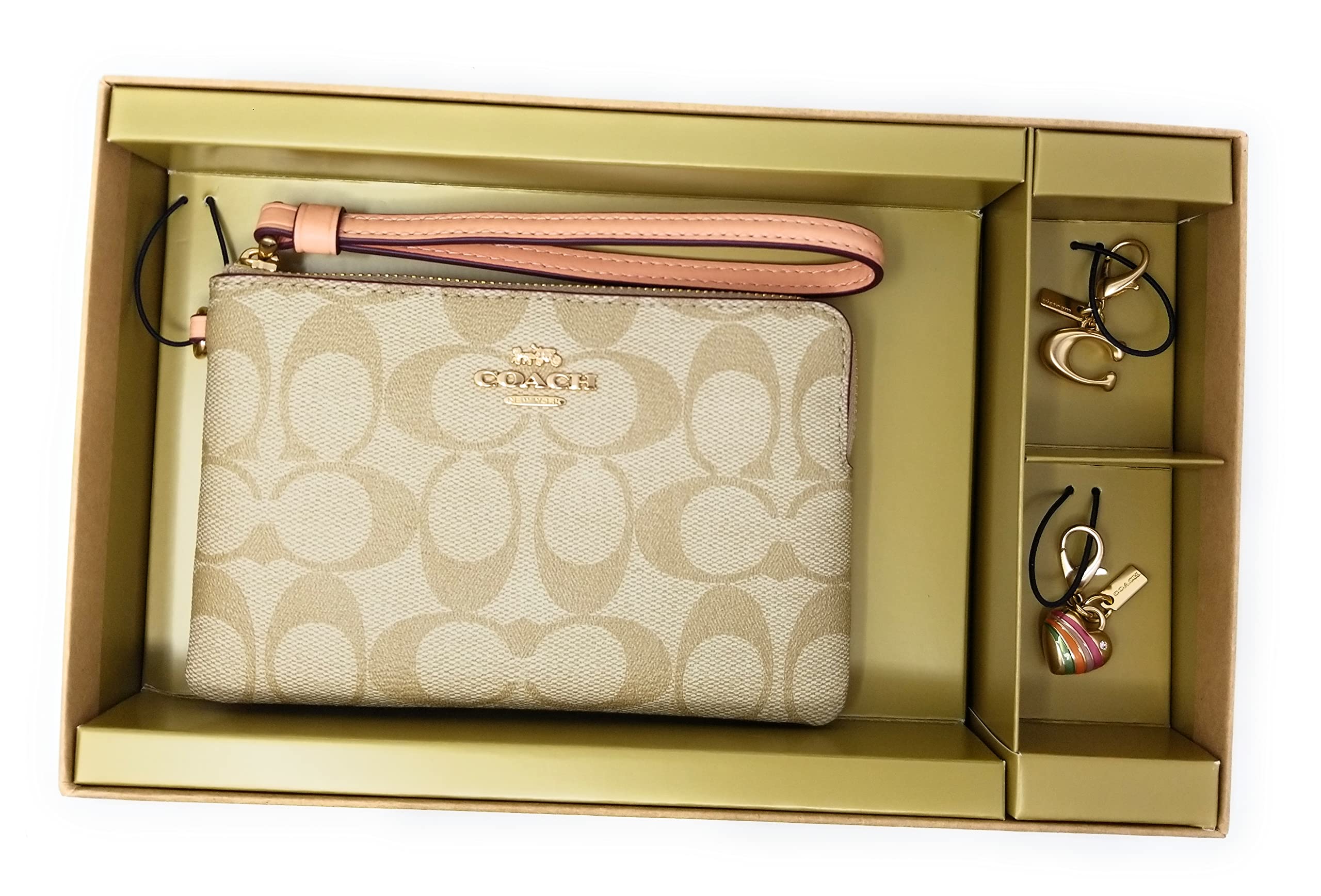 Coach Women's Boxed Corner Zip Wristlet In Signature Canvas