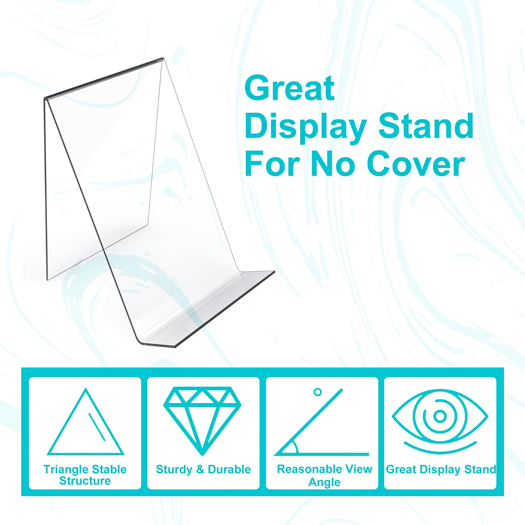 Boloyo Acrylic Book Stand Without Ledge ,6 Inch 6PC Clear Acrylic Display Easel Transparent Display Stand Holder Tablet Holder for Displaying Pictures,Books,Artworks, CDs