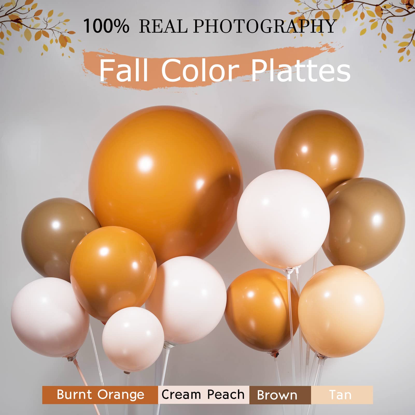 Burnt orange Balloon Garland Arch Kit 120pcs Double Stuffed Pumpkin Orange and Cream Peach fall balloon for Autumn Wedding Boho Teddy Bear Baby Shower, Birthday Decorations